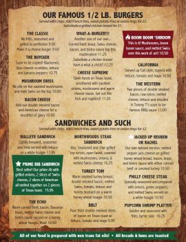 Trails End Menu Burgers & Sandwiches – Trails End Resort A Premier Four ...