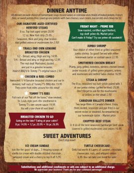 Trails End Menu Dinner – Trails End Resort A Premier Four Season Resort ...
